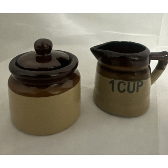 Kitchen | Vintage Mustard Condiment Crock Jar Set Brown Hues ...